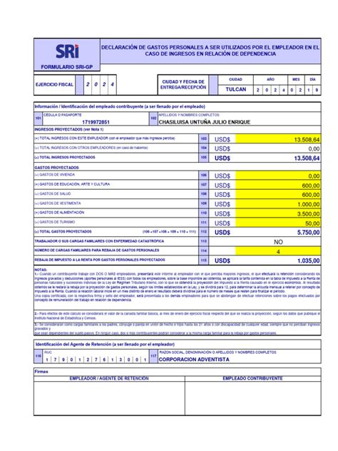 Formulario Sri Gp Pdf Impuesto Sobre La Renta Impuestos