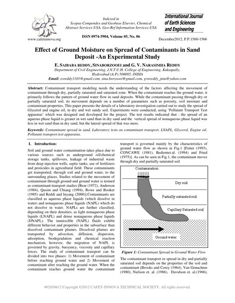Pdf Effect Of Ground Moisture On Spread Of Contaminants In Sand