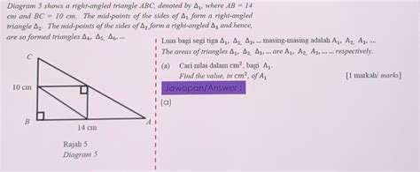 Solved Diagram Shows A Right Angled Triangle ABC Denoted By Delta Where AB Cm And BC