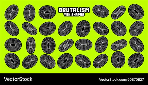 Wireframe Shapes Lined Torus Perspective Mesh Vector Image