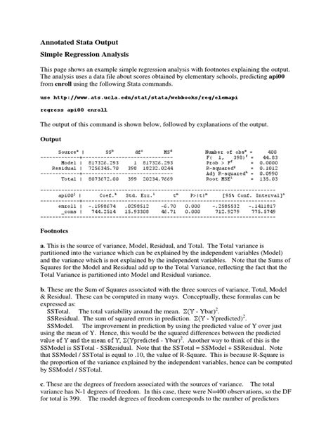 Annotated Stata Output - DR AMINU MATERIAL2 | PDF | Coefficient Of Determination | P Value