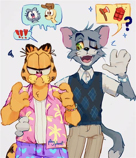 garfield tom odie and nermal garfield and 1 more drawn by