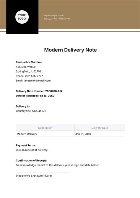 Free Delivery Note Template To Edit Online