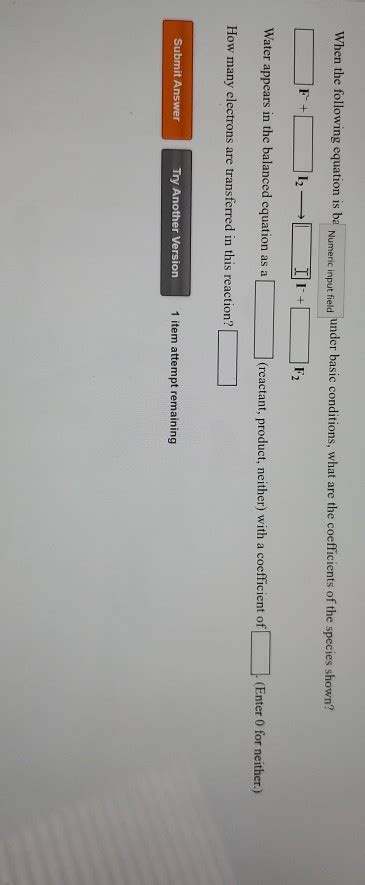 Solved When The Following Equation Is Ba Numeric Input Field Chegg Com