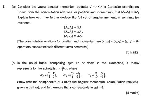 solved 1 a consider the vector angular momentum operator