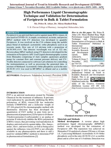 High Performance Liquid Chromatographic Technique And Validation For