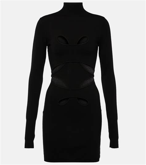 Mobius Loop Cutout Wool Blend Minidress In Black Dion Lee Mytheresa