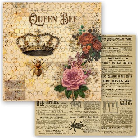 Queen Bee Collection Scrapbook Paper Set 12pg By Decoupage Queen My