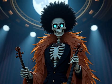 Brook From One Piece A Tall And Lanky Skeleton With An Elegant Yet