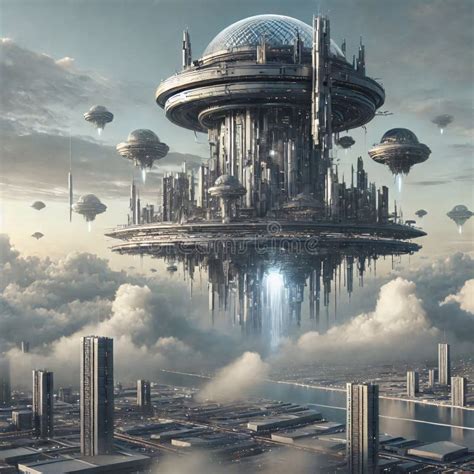 Sky City With Dome And Clouds Generative For Ai Stock Illustration Illustration Of Clouds