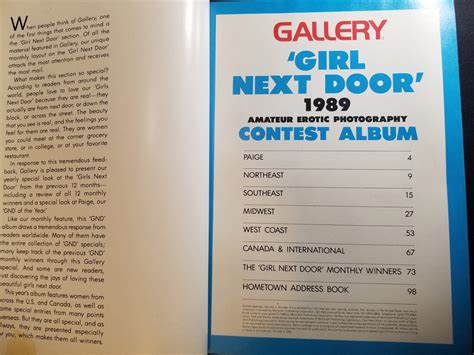 Gallery Girl Next Door Contest Album Fall 1988 Adult Magazine Discreet Retail