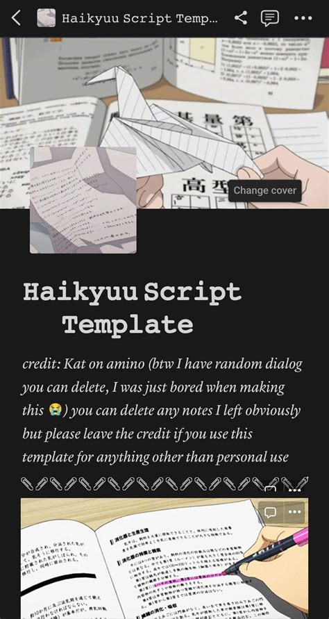 Haikyuu Script Template Reality Shifting Amino