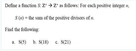 Solved Define A Function S Z Z As Follows For Each Chegg Com