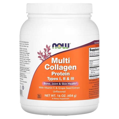 Now Foods Multi Collagen Protein Type I Ii And Iii Unflavored 16 Oz