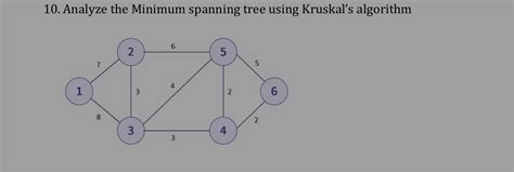10 Analyze The Minimum Spanning Tree Using Kruskals Algorithm Filo