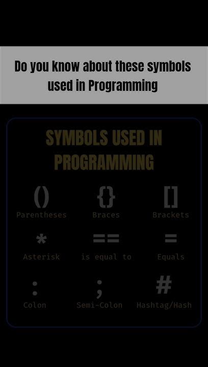 Symbols Used In Programming Coding Python Symbols Youtube