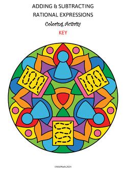 Adding And Subtracting Rational Expressions Color By Code By Niki Math