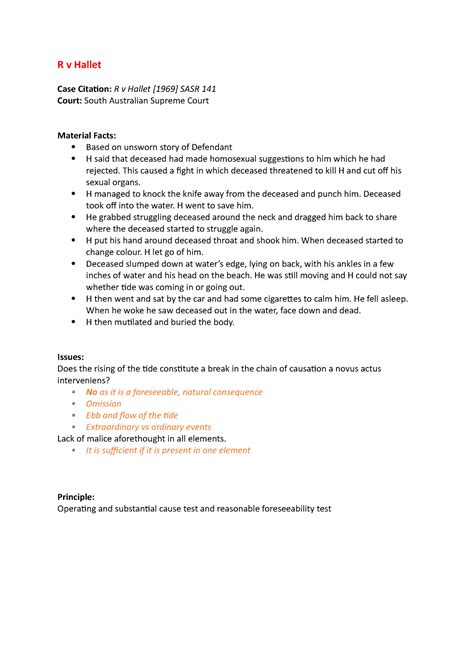 R V Hallet Case Summary R V Hallet Case Citation R V Hallet 1969