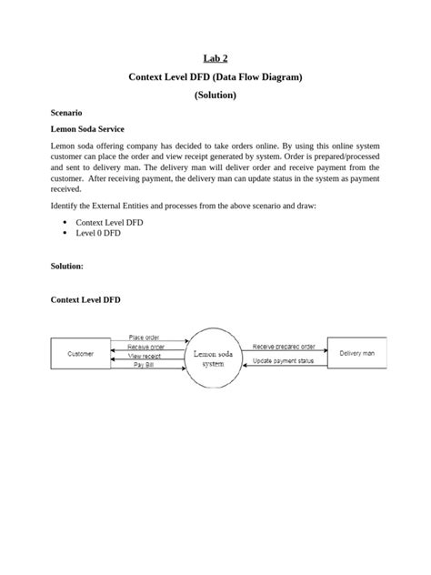 Lab 2 Context Level Dfd Data Flow Diagram Solution Pdf
