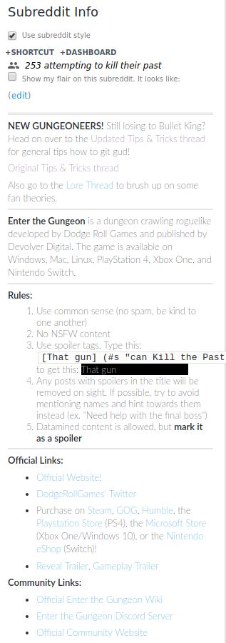 Reddit Redesign Sidebar Update R Enterthegungeon