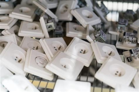 premium photo electric sockets and switches on a showwindow of shop sales