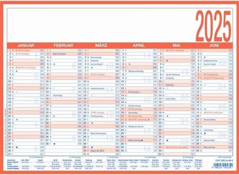 Calendrier Des Jours Ouvrables 2025 29x21cm Calendrier Poster Avec 6 Mois Sur 1 Page Phases