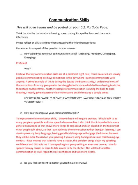 Communication Skills Assignment My Pdf