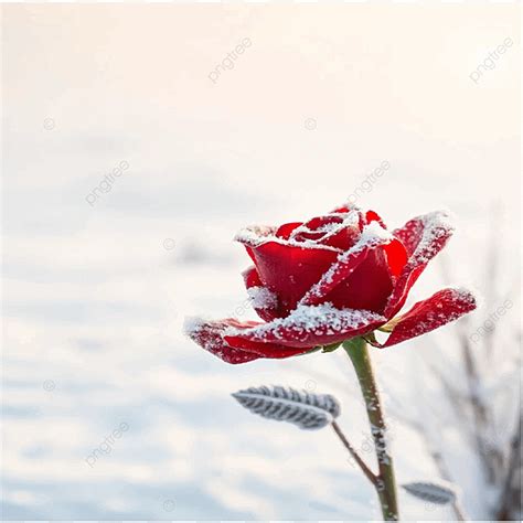 Ren Rose In Winter With Snow Background Rose In Winter With Snow Background Winter Background