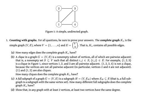 solved figure 1 a simple undirected graph 1 counting