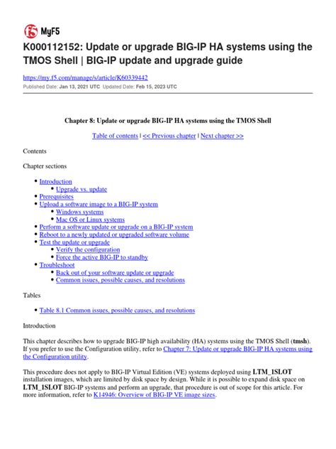 Update Or Upgrade Big Ip Ha Systems Using The Tmos Shell Big Ip Update And Upgrade Guide Pdf