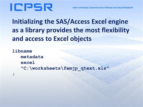Ppt Using Sas To Generate Ddi Codebook Xml From Information Managed In Excel Spreadsheets