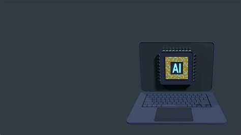 3d Render Laptop Computer With Microchip Animation Ai Chip Hardware Concept Futuristic