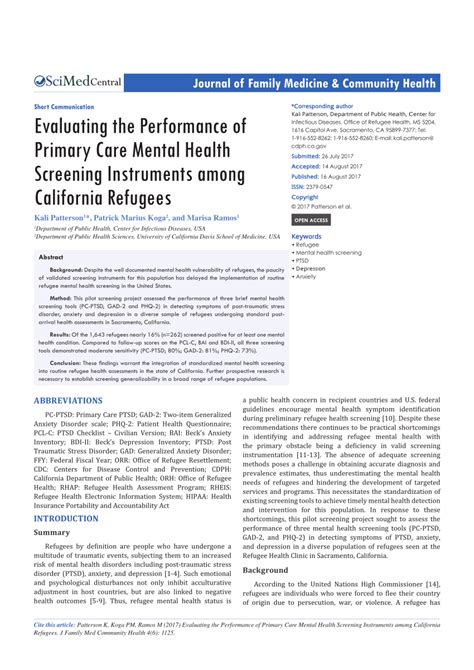 pdf evaluating the performance of primary care mental health
