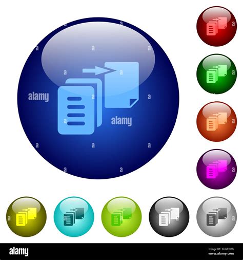 Move File Solid Icons On Round Glass Buttons In Multiple Colors Arranged Layer Structure Stock