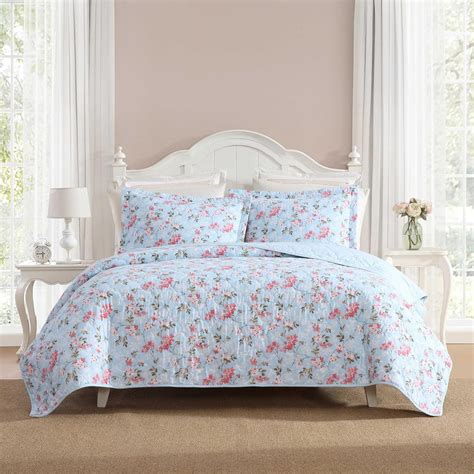 Laura Ashley Full Queen Quilt Set Super Soft Cotton