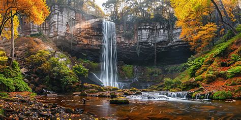 가을 색이 있는 숲속의 폭포 고요한 가을 숲 폭포 가을 가을 색 배경 일러스트 및 사진 무료 다운로드 Pngtree