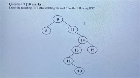 Solved Question 7 10 Marks Show The Resulting BST After Chegg Com
