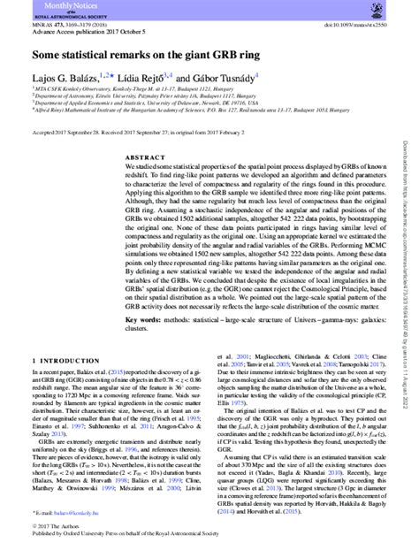 Pdf Some Statistical Remarks On The Giant Grb Ring