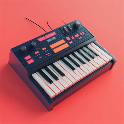 3d 80s Synthesizer Icon Retro Sound Instrument Illustration Logo Premium Ai Generated Image