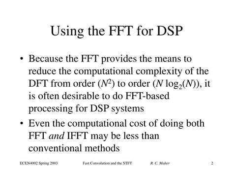 Ppt Fft Based Filtering And The Short Time Fourier Transform Stft