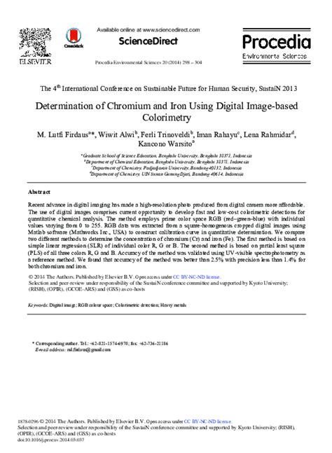 Pdf Determination Of Chromium And Iron Using Digital Image Based Colorimetry
