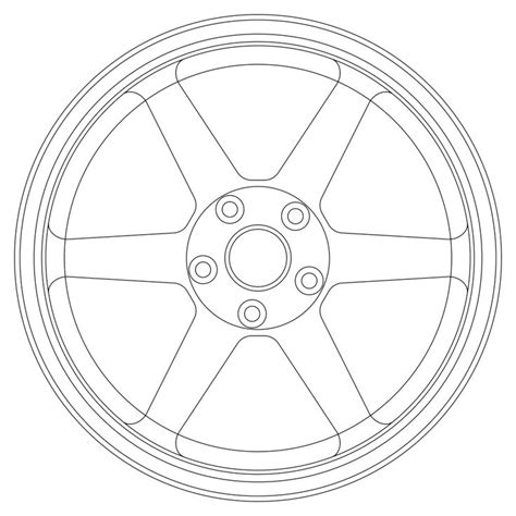 Front Wheel In Black And White Car Rim Blueprint Wheels Diagram Bbs