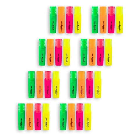 8x 4pc Deli Paper Highlighter 5mm Dry Fast Non Toxic Bullet Nib Assorted Colours Big W