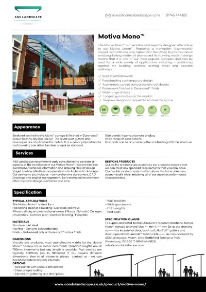 Motiva Mono Data Sheet Aands Landscape Exceptional Covered Spaces Nbs Source