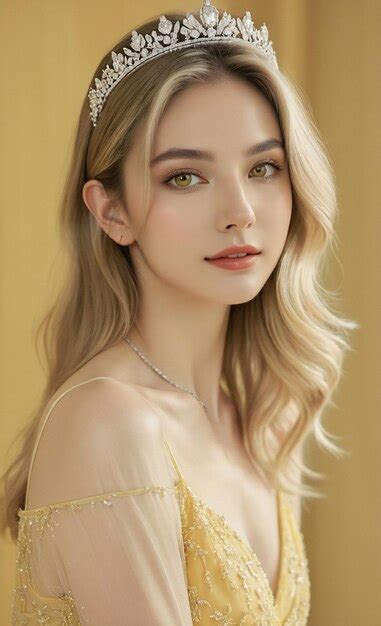Premium Photo A Girl With Blonde Hair Wearing A Luxurious Dress
