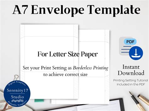 Printable A7 Envelope Template Pdf Download Print With Letter Size Paper For Greeting Cards