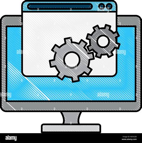 Monitor Computer With Gears Stock Vector Image And Art Alamy
