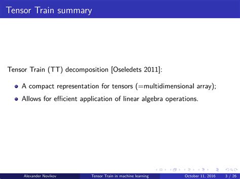 Tensor Train Decomposition In Machine Learning Pdf