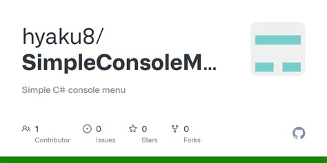 GitHub Hyaku SimpleConsoleMenu Simple C Console Menu