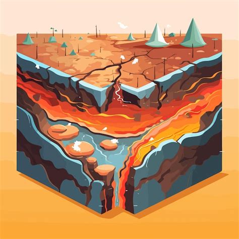 Tectonic Plate Interactions Concept Illustration Premium Ai Generated Vector